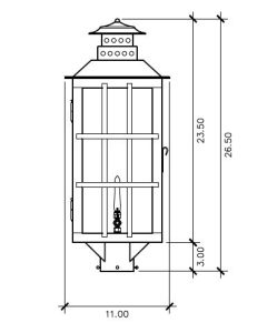 EB-100- post light, copper lantern, gas and electric lighting