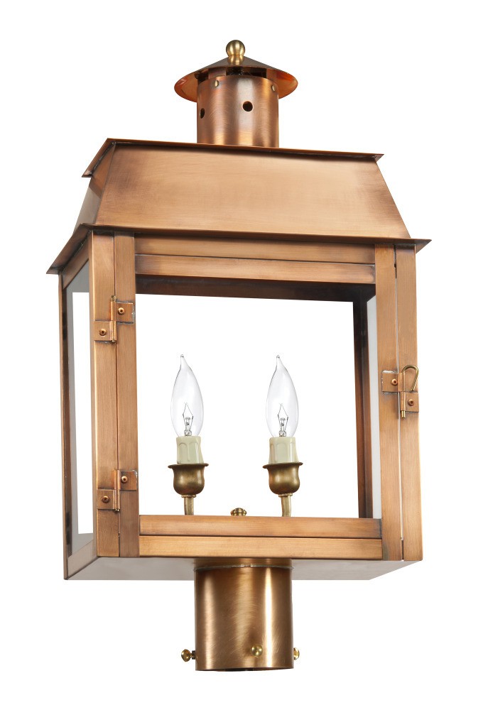 SP-1 - post light, copper lantern, gas and electric lighting