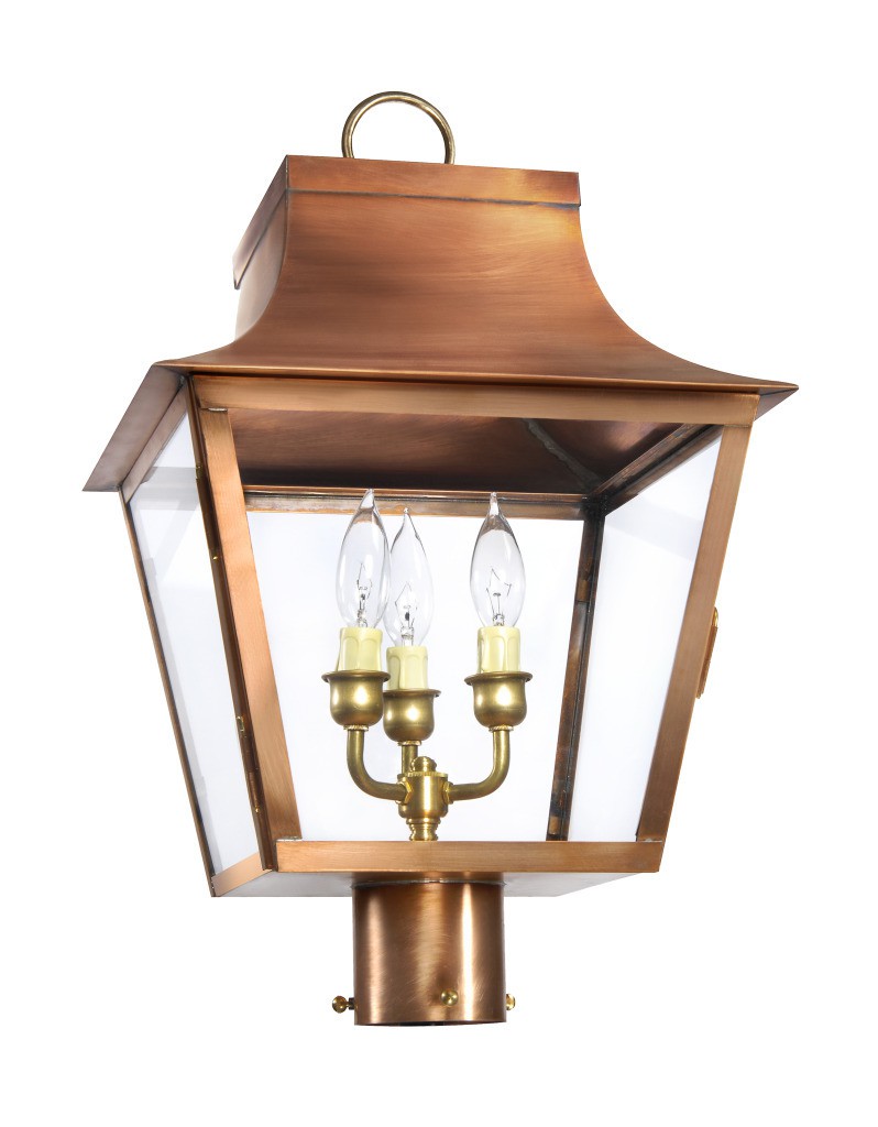 NC 10- post light, copper lantern, gas and electric lighting